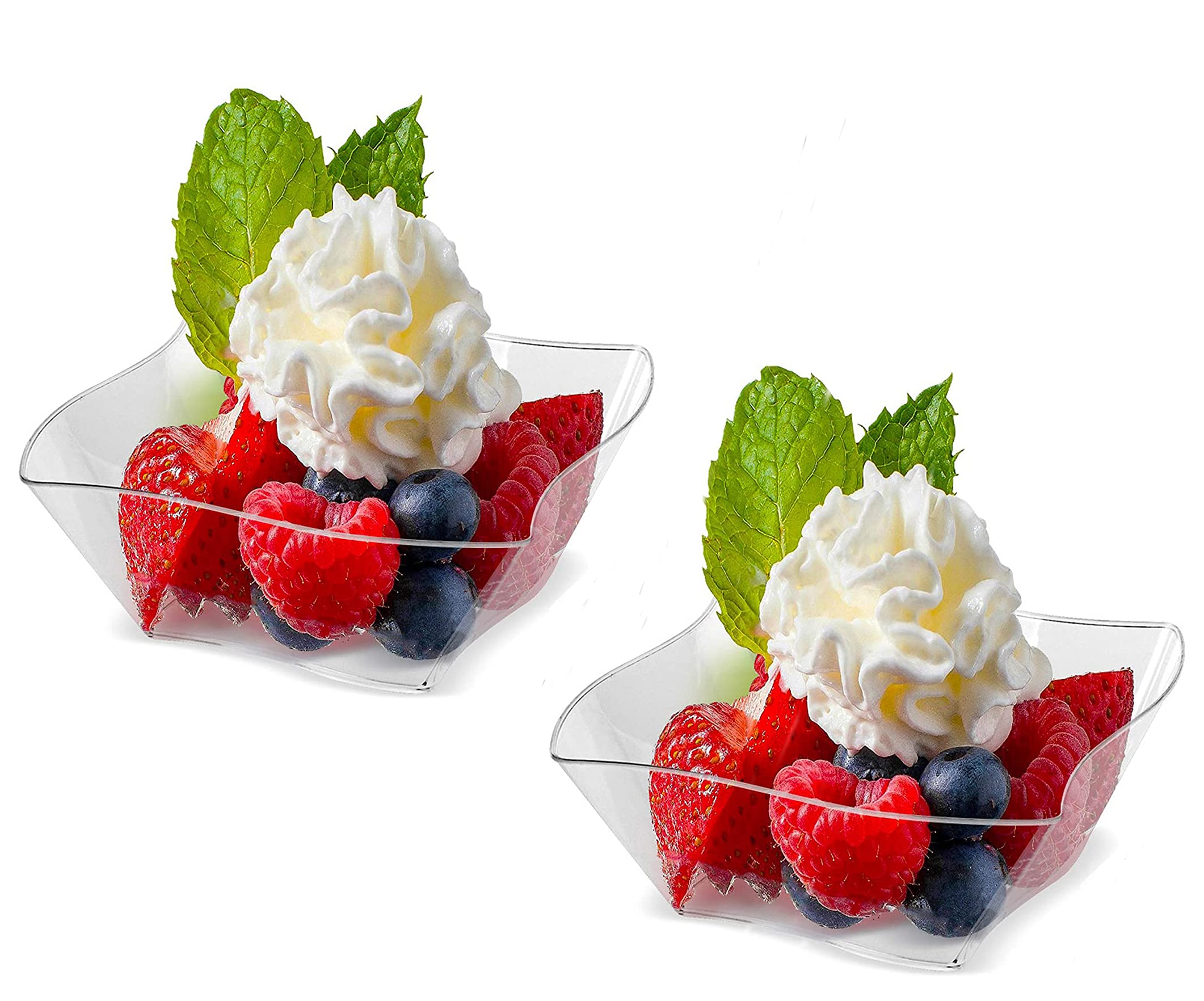 Healthcom 48 Packs 5 Oz Clear Dessert Bowls Plastic Appetizer Plates Dessert Dishes Bowls Tasting Cups Mini Dessert Bowls Serving Plate Reusable Disposable Bowls Small Catering Dessert Bowls for Party
