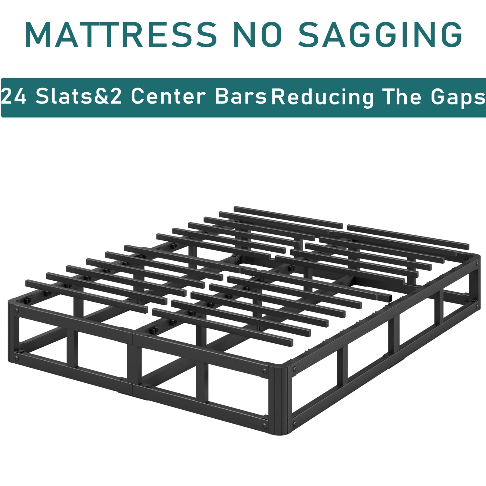Hunlostten 5 in High Heavy Duty Full Size Bed Frame No Box Spring Needed, Low Metal Bed Frame Full, Sturdy Steel Support Mattress Foundation, Easy Assembly, Noise Free