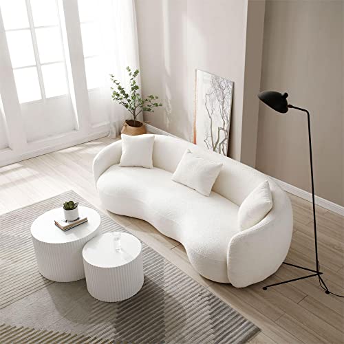 KEVINSPACE 94" Curved Sofa Modern Curved Couch Living Room Mid Century Luxury Style, 4-Seat Boucle Fabric Couch for Bedroom, Office, Apartment,Beige