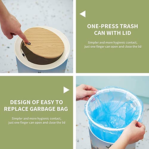 IBPNKFAZ89 Small Trash Can with Lid Palm Tree Sunrise in Tulum Garbage Bin Wood Waste Bin Press Cover Round Wastebasket for Bathroom Bedroom Kitchen 7L/1.8 Gallon