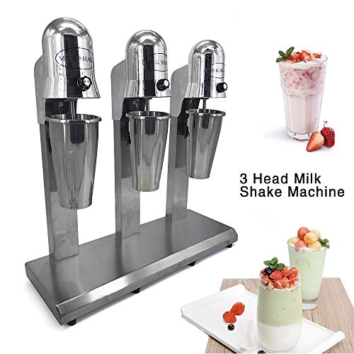 SNKOURIN Commercial Milkshake Maker,3 Heads Stainless Steel Beverage Blender Ice Cream Maker with 800ml Blender Cup for Restaurant Cafe Bar