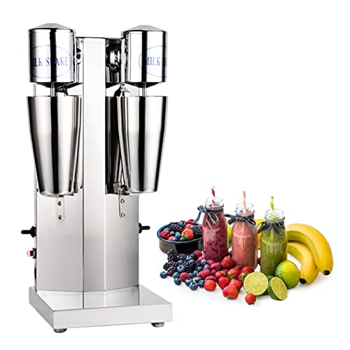 SNKOURIN Double Head Milkshake Maker Machine,110V Electric Beverage Blender with 2 Stainless Steel Cups,2 Speed Adjustable Commercial Milkshake Machine for Protein Shakes,Ice Cream and Cocktailsā¦