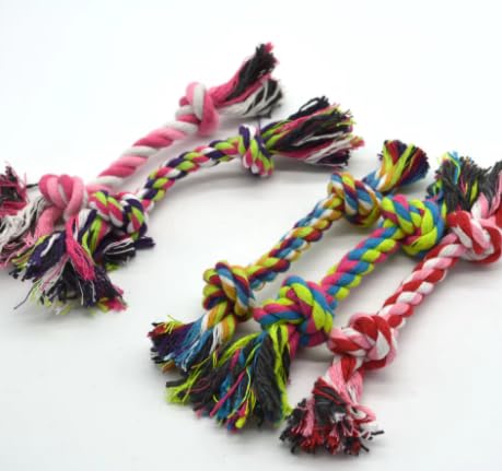 Generic 2 Knots Puppy Rope Toy Dog Natural Cotton Rope Chew Toy for Small Dogs 5 Pack, Assorted