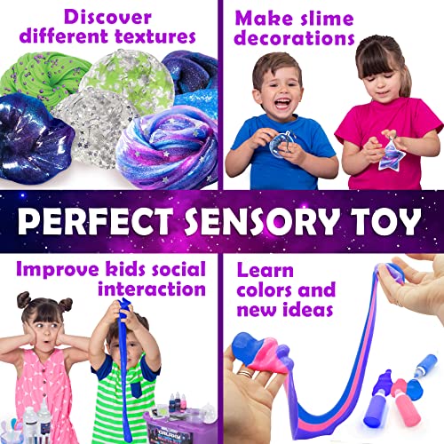 Original Stationery Galaxy Slime Kit, Fun Slime Set with Glow in The Dark Stickers, Dark Powder to Make Glitter & Galactic Slime!