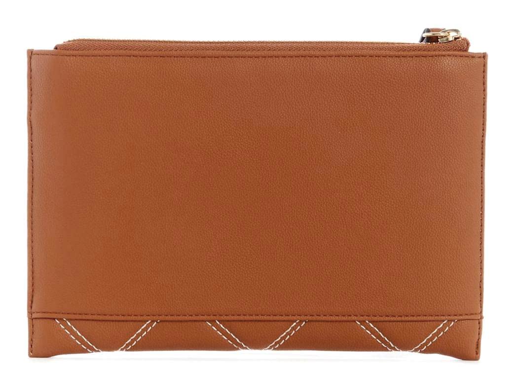 GUESS Women's Boonville Quilted Wristlet Phone Wallet Clutch Bag - Cognac