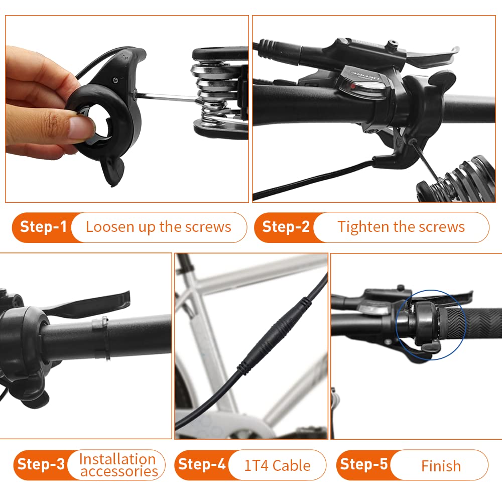 Electric Bicycle Thumb Throttle WUXING, FT-21X Finger Throttle, 12-72V Universal,Speed Control for Ebike Pocket Razor Scooter Accessories Part, (Waterproof Plug(WP-3Pin))