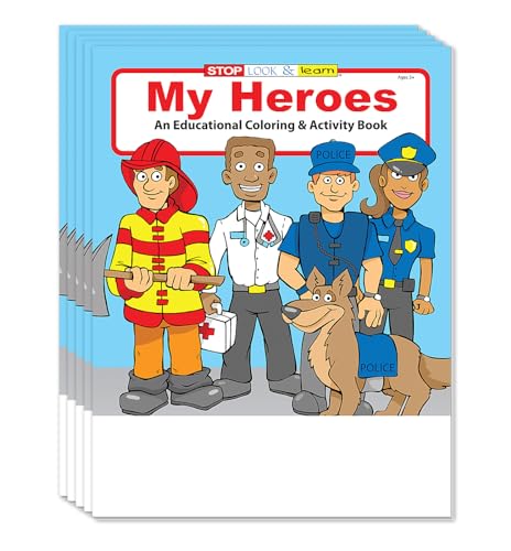 ZOCO - My Heroes - Police, Fire, EMTs - Kids Coloring Books (25 Bulk Pack, Without Crayons) - Community Relations & Promotional Handout - Games, Puzzles, Activities for Children