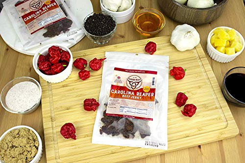 Mission Meats WORLDS HOTTEST Carolina Reaper Grass Fed Beef Jerky Hand Crafted Small Batch MSG Free Nitrate & Nitrite Free Reaper Jerky HOT & SPICY Snacks Keto Snacks