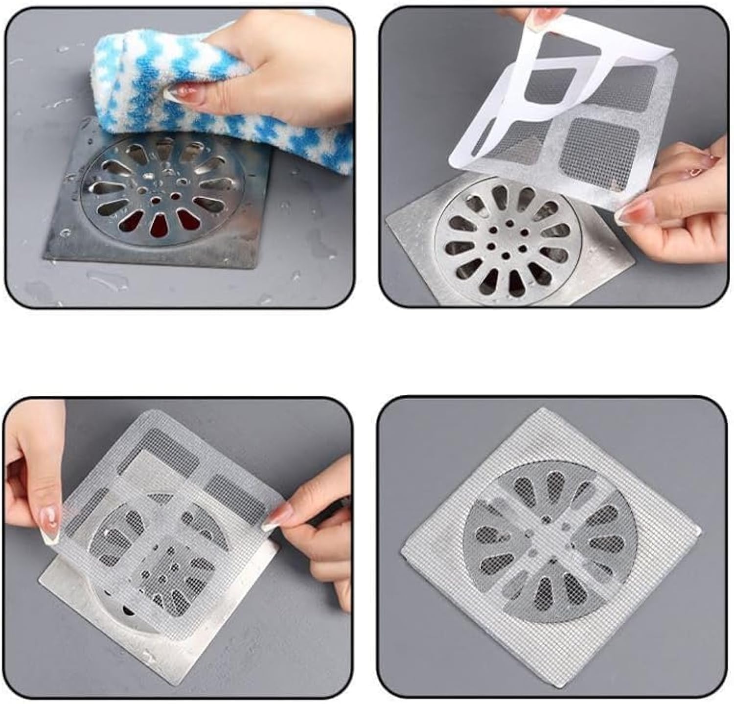 Generic 30 Pack Disposable Shower Drain Hair Catcher: Floor Hair Drain Stickers Mesh Stickers - Drain Cover Hair Catcher for Bathroom Laundry Bathtub Kitchen Sink Sewer Filter Screen (30PCS White)