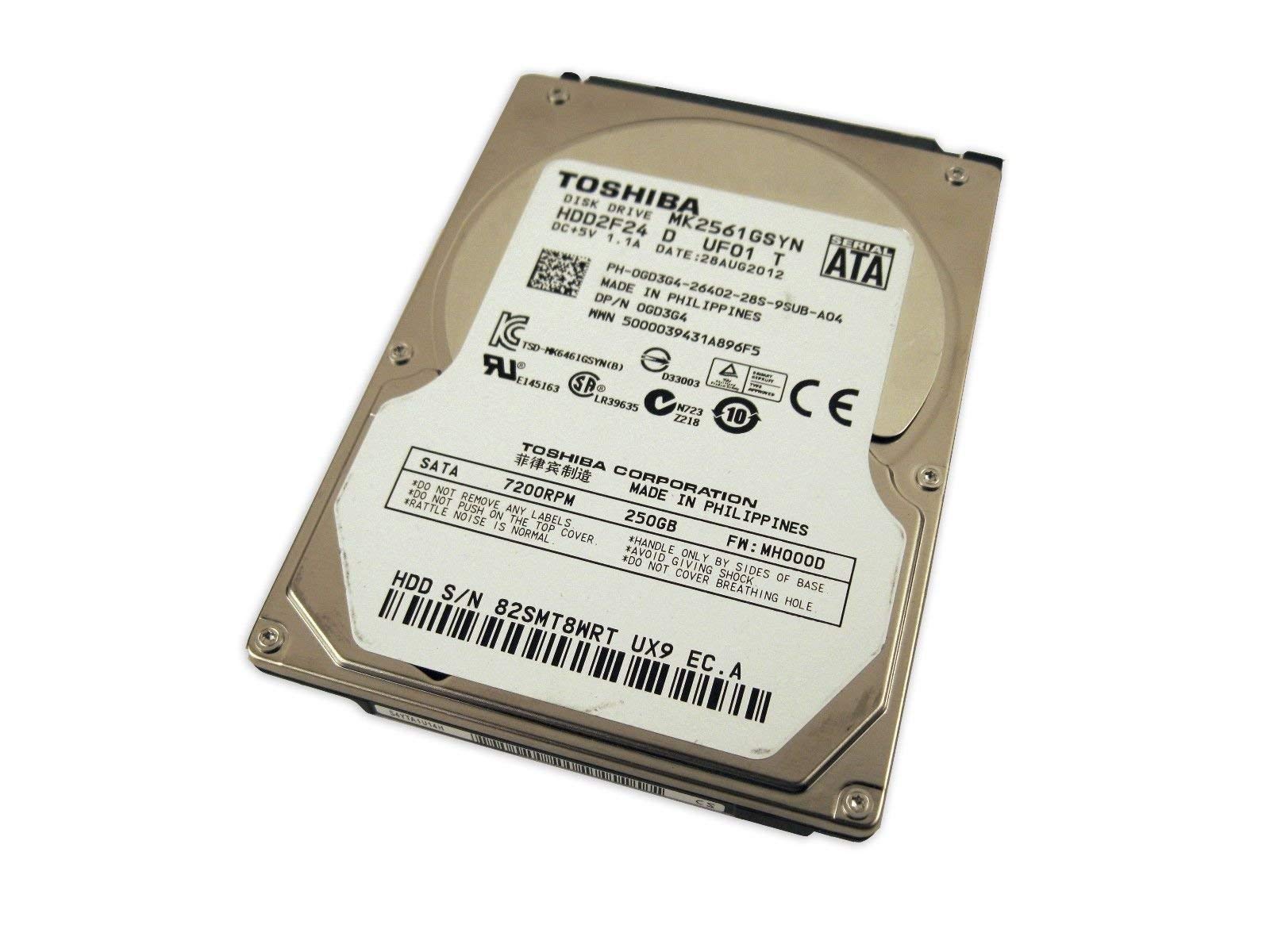 Dell GD3G4 MK2561GSYN 2.5" SATA 250GB 7200 300 MB/s Toshiba Laptop Hard Drive Precision M6700 (Renewed)