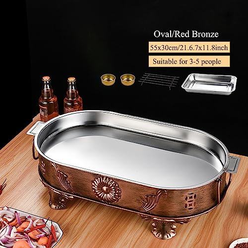 Oval Chafers and Buffet Warmers Stainless Steel Chafing Dish Buffet Set Large Seafood Platter Tray with Food & Water Pan, Frame, Fuel Holder for Event Party Holiday (55CM)