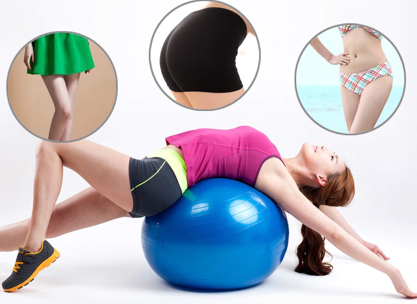Emoly Exercise Ball for Yoga, Fitness, Balance Stability, Extra Thick Professional Grade Balance & Stability Ball - Anti Burst, Workout Program 2020 (Purple, 45cm)