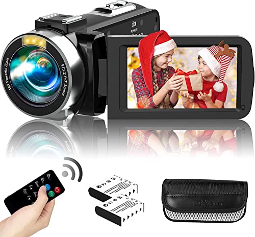 Rawiemy Video Camera Camcorder HD 2.7K 48.0MP Video Recorder Camera Vlogging Camera for YouTube Kids Camcorder with 3" LCD Screen,Remote,2 Batteries and 32G SD Card