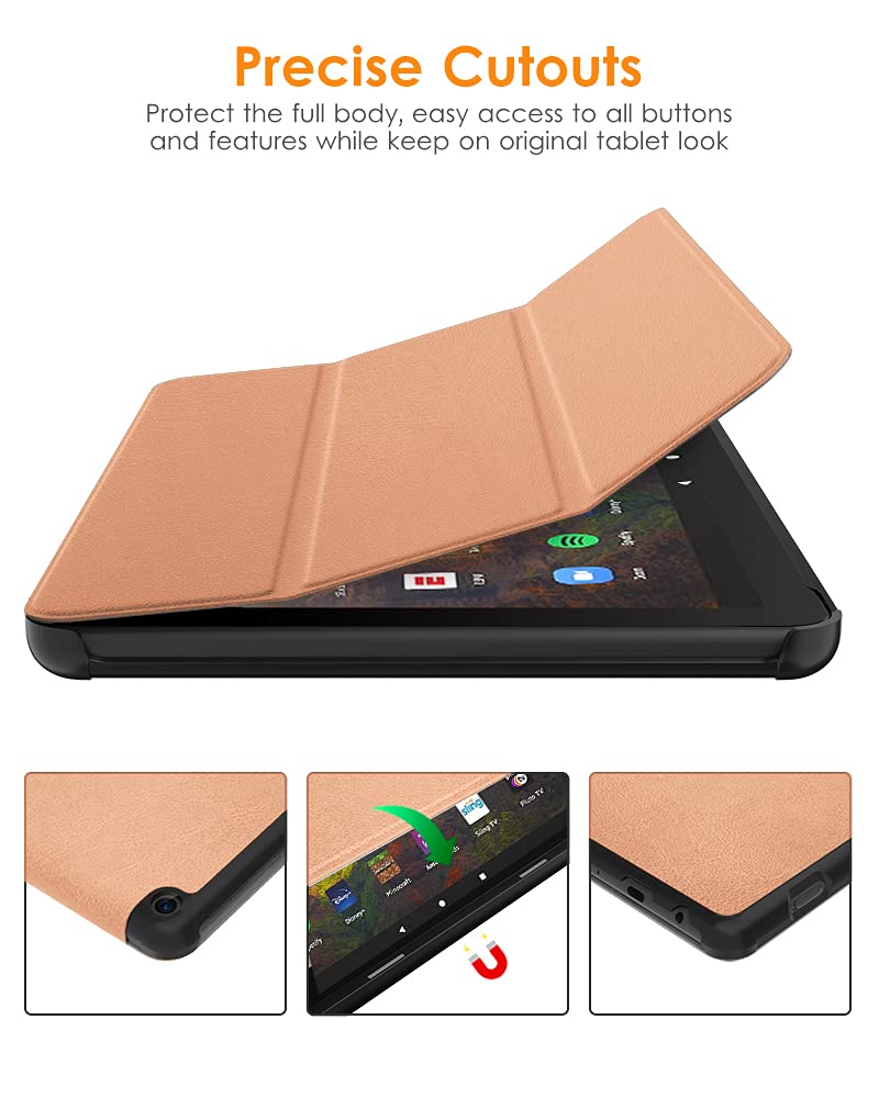 DTTO Case for All-New Amazon Fire HD 10 & 10 Plus Tablet (Only Compatible with 11th Generation Tablet, 2021 Release), Slim PU Leather Trifold Stand Cover Hard Back Shell with Auto Sleep/Wake, Black