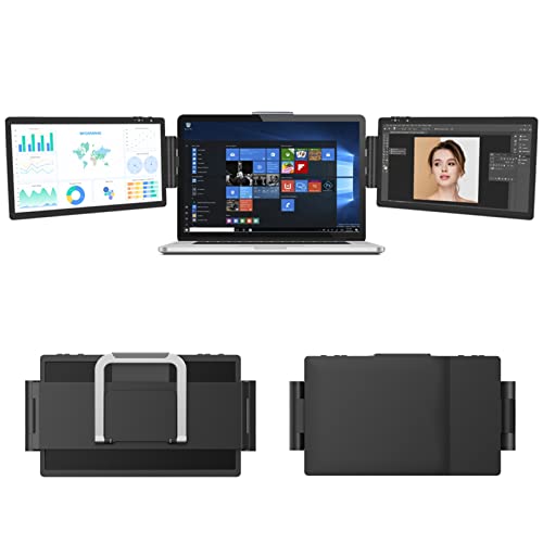 Gaweb Portable Screen Extender for Laptop, 12" 1920X1080 16:9 Dual Monitor with USB2.0/USB3.0/USB C, Suitable for 13"-16" Laptops Black 12"