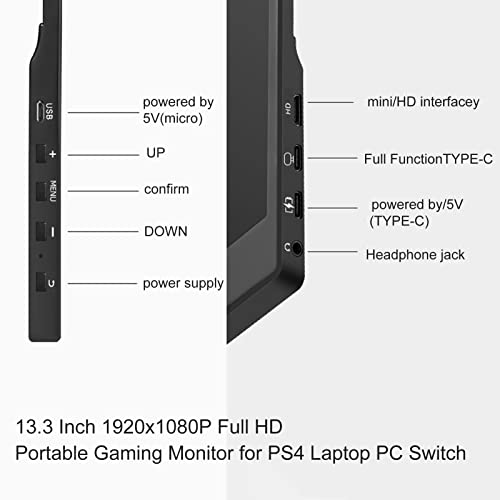 Frogued 15.6 inch 1920x1080 HDMI-Compatible Type-c Metal IPS Display Monitor for Phone Game Console