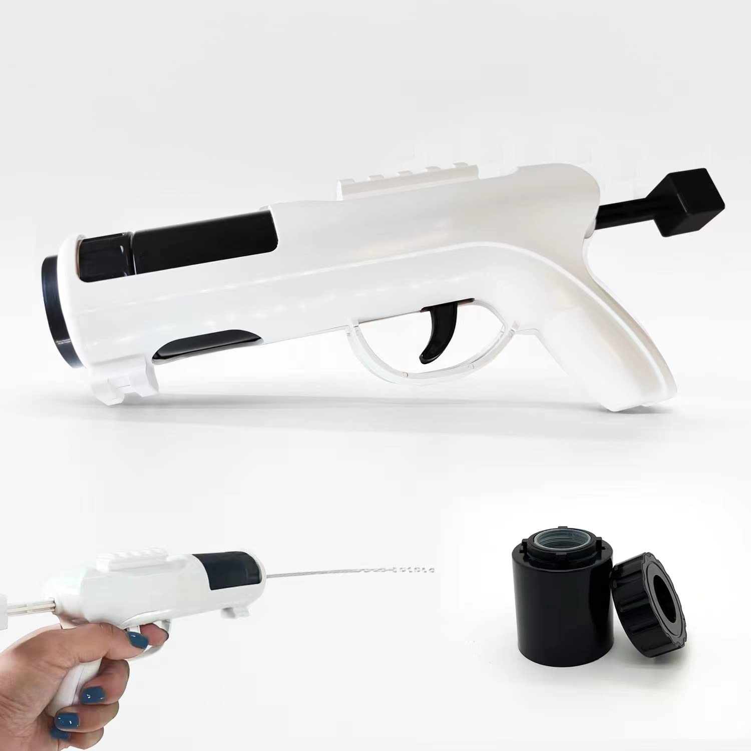 Flykoala Alcohol Shot Gun,Champagne Gun, Beer Spray Shooter, Alcohol Gifts,Load Your Favorite Alcohol,Aim Shoot and Drink,Wine Feeder for Epic Shoot Party,Bachelor Reunion - (2 Bullet Cups (White)