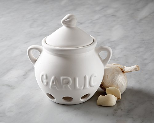 Fox Run Container Garlic Storage and Baking, 5.25" Keeper, White