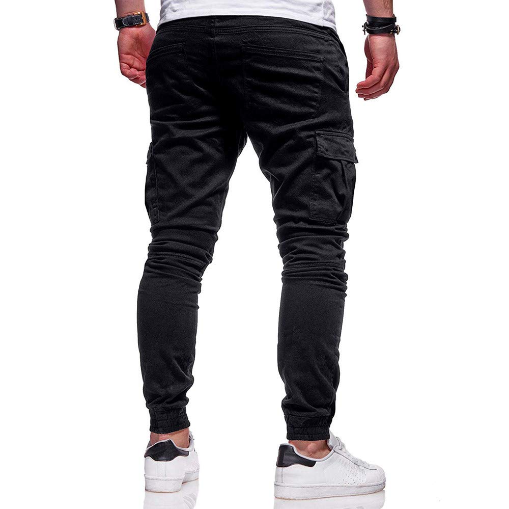 Fashion Sport Pants, Mens Hip Hop Joggers Pants Casual Athletic Running Track Drawstring Sweatpants Trousers (Black, M)