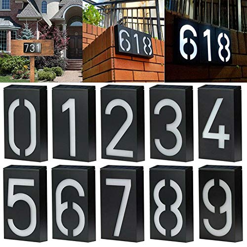 Solar Led House Number Digital Light, Modern Address Sign, Wall-Mounted Signage for Home Garden Yard Street