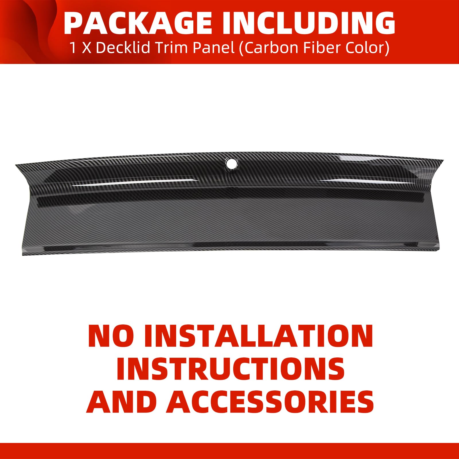ECOTRIC Trunk Decklid Trim Panel Compatible with 2015-2023 Ford Mustang Trunk Boot Rear Center Lid Cover Trim - Carbon Fiber Style