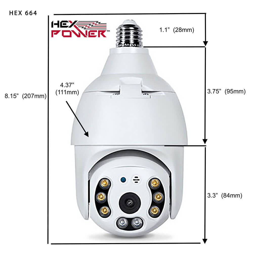 HEX 6645 5MP Bulb Indoor Outdoor WiFi Camera Water Proof, 360 Degree PTZ Panoramic IP Camera, 2.4GHz 1080P Smart Home Surveillance Cam with Auto Motion Detection Alarm Night Vision Two Way Talk E27