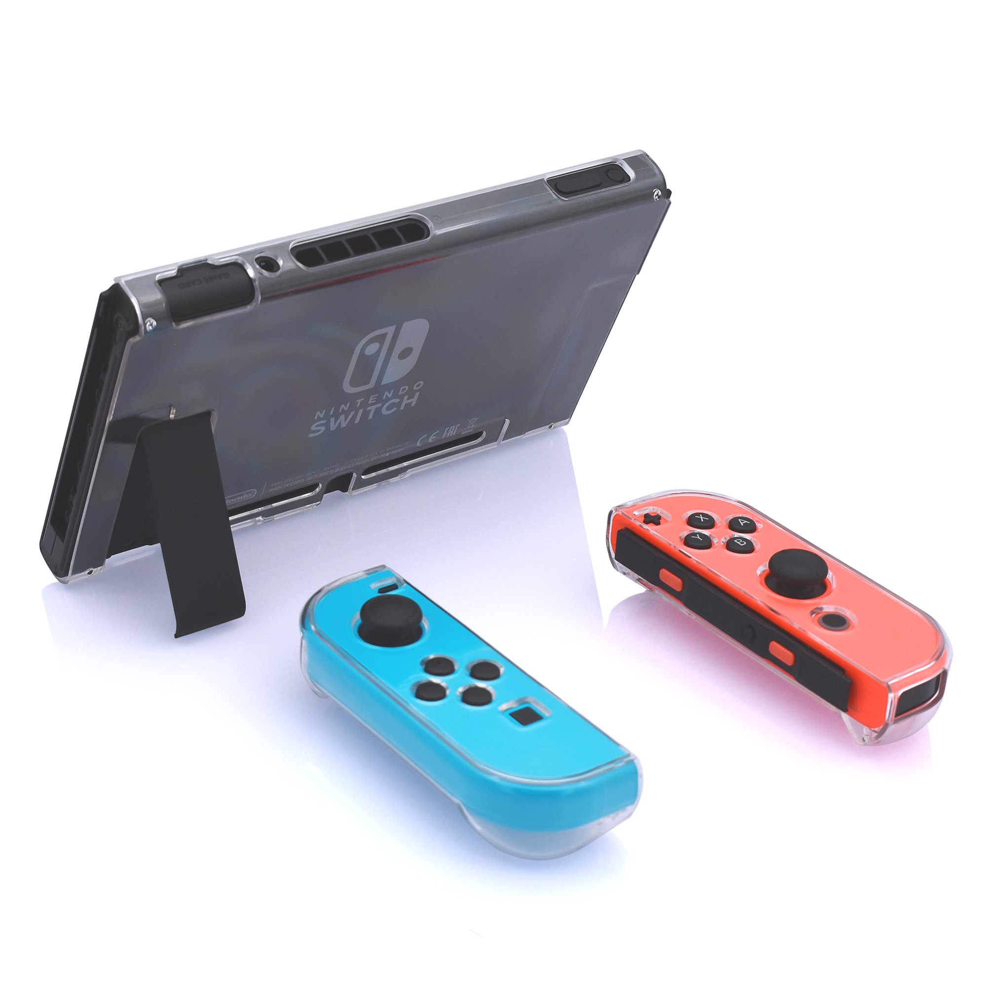 Dockable Case Compatible with Nintendo Switch, FYOUNG Protective Accessories Cover Case for Switch and for Switch Joycons with Thumbstick Caps- Clear
