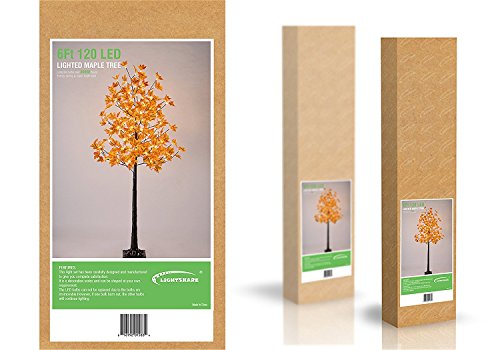 LIGHTSHARE 6FT 120LED Artificial Lighted Maple Tree Warm White Fall Decorations Indoor Ourdoor, Orange