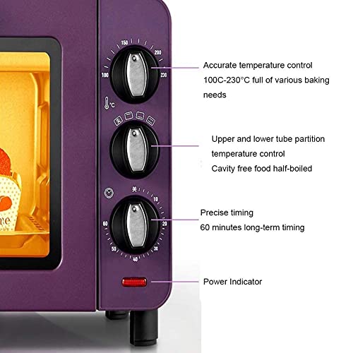 Compact Toaster Oven Cooker for Bread, Bagels, Cookies, Pizza, Paninis More with Baking Tray, Rack + Auto Shut Off Feature (Purple) (Purple)
