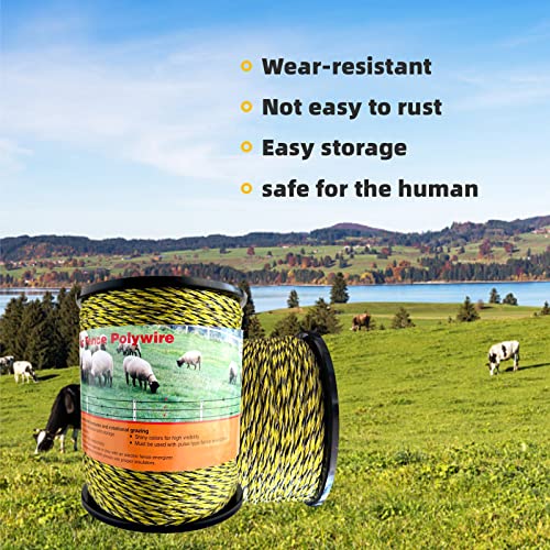 GGTYHAO Electric Fence Polywire Upgraded 1722 Feet,525 Meter,6 Stainless Steel Strands for Reliable Conductivity and Rust Resistance,Portable Electric Fence Rope