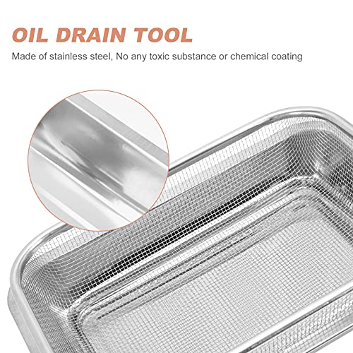 Frying 1set Serving Roaster Food Roasting Spill Fast Baking Steel Net Frying Strainer Dinner Cooking Pan Tray Appetizer Kitchen Oven Quarter Colander Racks Tool Plates Nonstick Fry Mesh Basket (Color