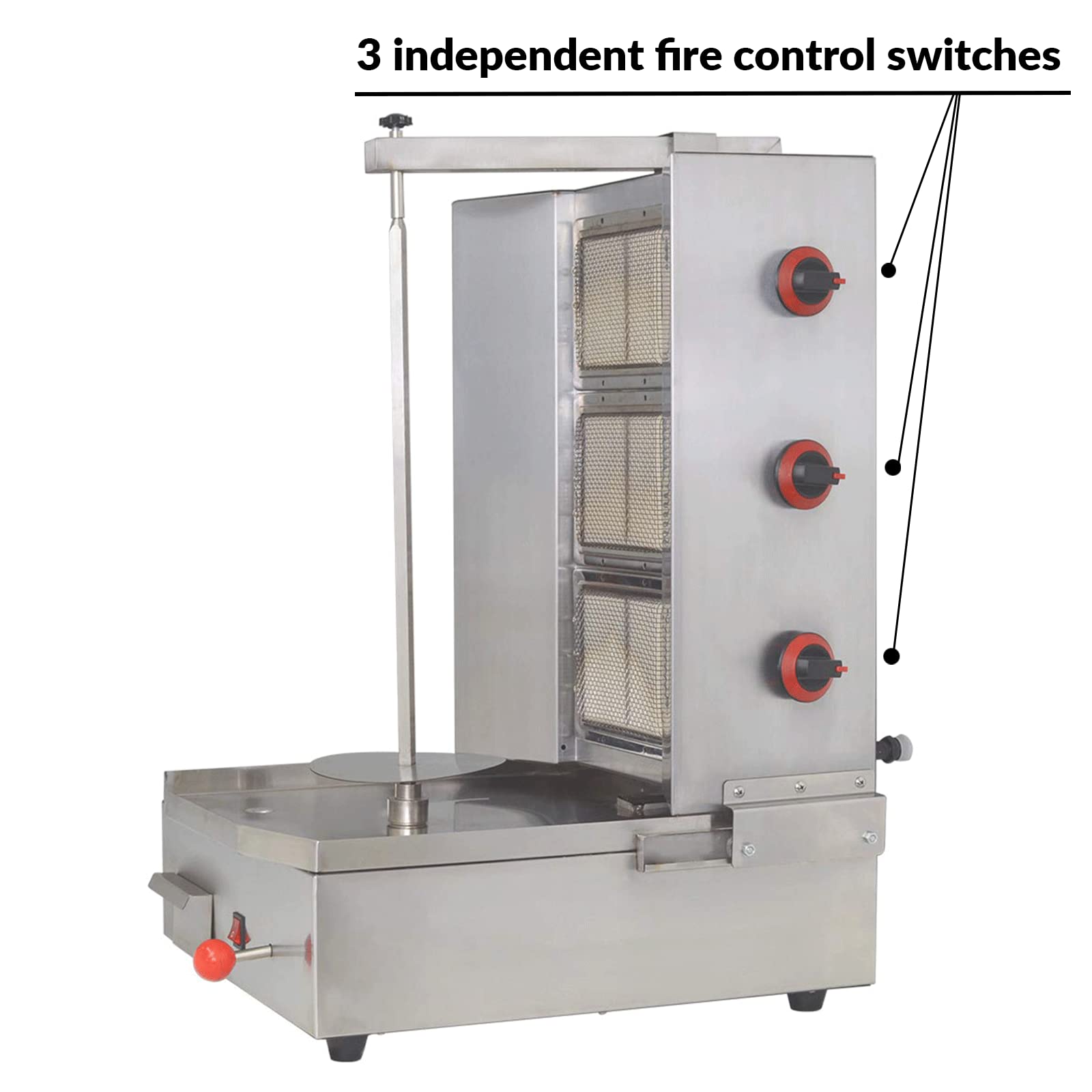 Li Zhen 3 Burners Shawarma Machine Commercial Chicken Shawarma Machine Gyro Grill Rotating Kebab Machine for Commercial Kitchen Use, Silver,41.9 lbs.