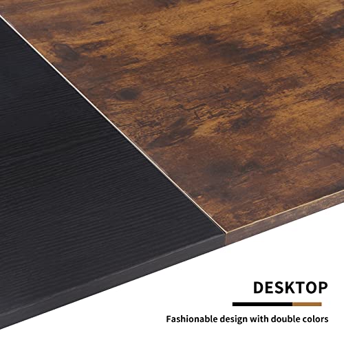 soges 55.1 Inch Home Office Computer Desk, Study Writing Table Desk with with Splice Board, Wooden Study Working Table Desk with 2-Tier Storage Shelf,Modern Laptop PC Table