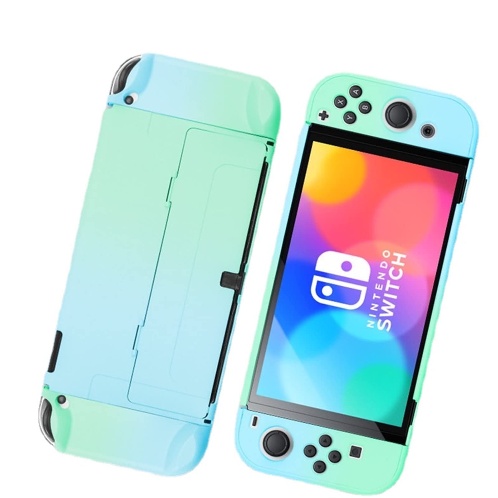 Dockable Protective Case for Nintendo Switch OLED Model, Hard PC Case Cover Compatible with Switch OLED Console and Joy-Con, Grip Cover with Anti-Shock & Anti-Fall - Fit in the Dock(blue+green)