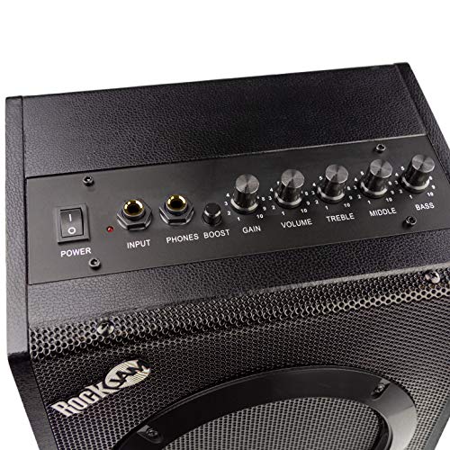 RockJam 20 Watt Electric Guitar Amplifier with Headphone Input, Three-Band EQ, Overdrive & Gain Power (RJ20WAR2)