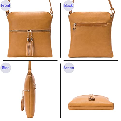 Solene Womens Lightweight Medium Crossbody Purse with Tassel, Perfect Size Crossbody Bags for Daily Use, travel - LP062 (MUSTARD)