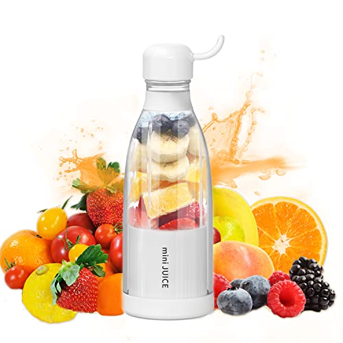 HF OPTPROD Portable Blender for Juice Shakes and Smoothies, Personal Size Blender for Fresh Fruit Veggie Juice Cup with USB Rechargeable & 8 Blades,White