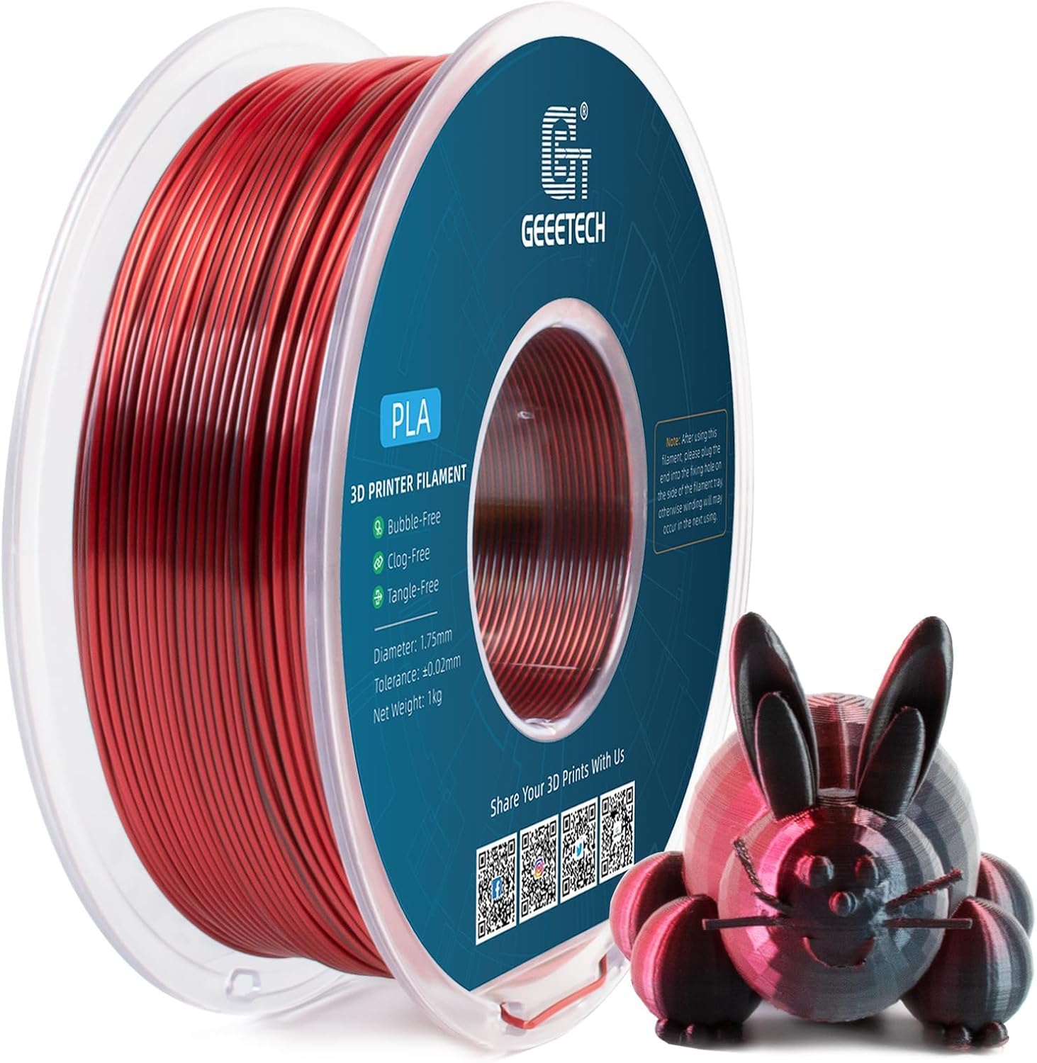 Geeetech Regular PLA Filament 1.75mm,3D Printer Consumables,Printing Materials Dimensional Accuracy +/- 0.03 mm,1kg Spool (2.2lbs), Fit Most FDM Printer,Blue