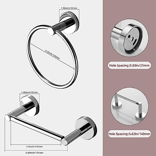 WEIKO Chrome Toilet Paper Holder Towel Ring,Bathroom Hardware Set,Hand Towel Holder Wall Mount Tissue Roll Holder with Double Post Bath Accessories SUS304 Stainless Steel 2pc