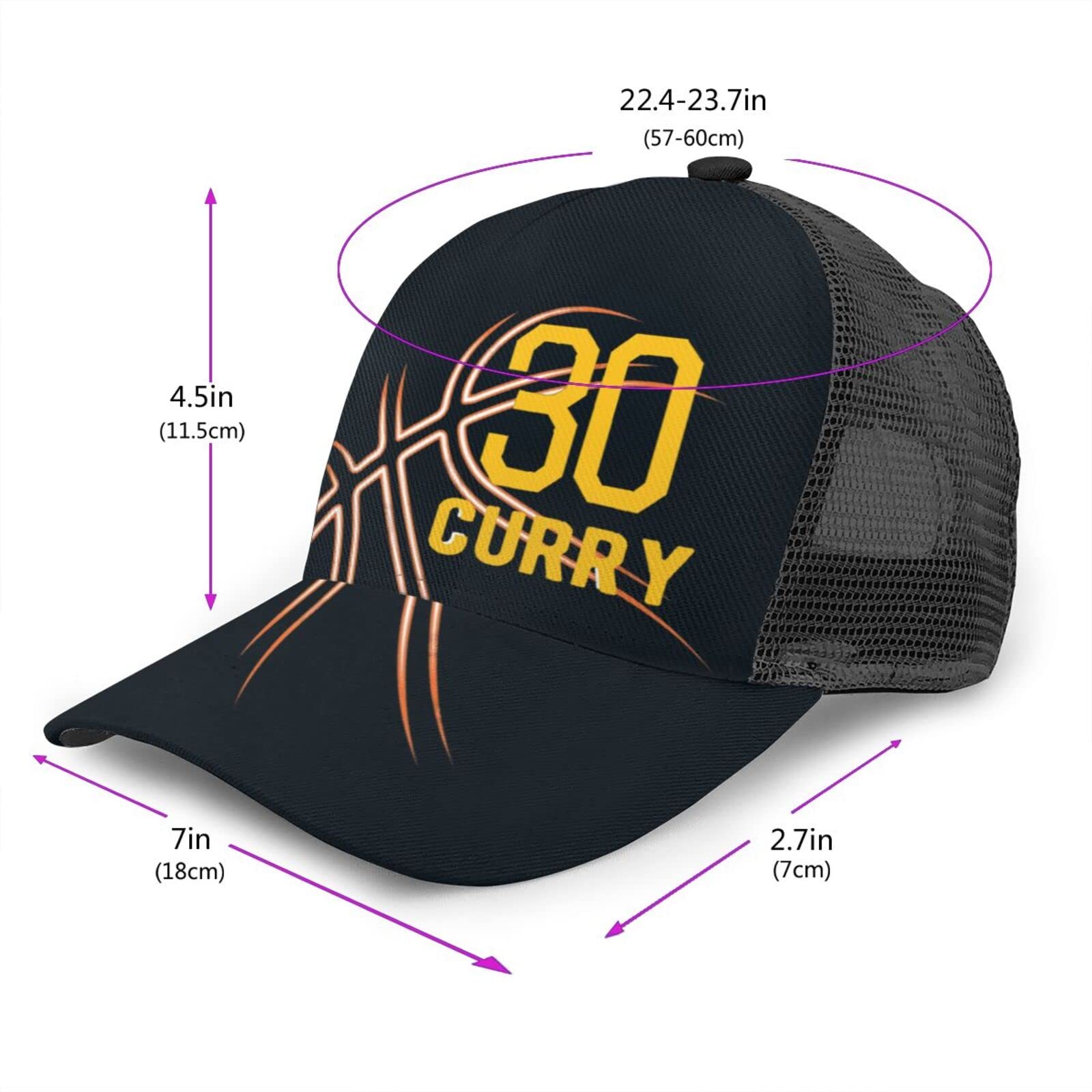 Elehuv Basketball Curry Adult Trucker Hats for Men Women, Adjustable Baseball Cap, Fitted Snapback Hat Dad Hat Golf Hat Black