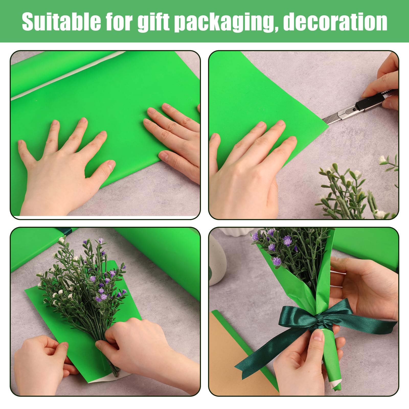 Koogel Dark Green Wrapping Paper Roll, 17.5InX32.8 Ft Solid Color Matte Paper for Packing Gift Wrapping Birthday Christmas Wedding Baby Shower