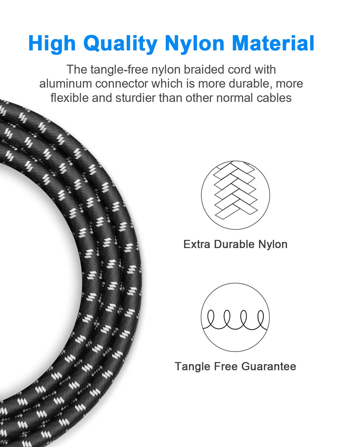 RIYO Guitar Cable 10 Feet Electric Instrument Cable 1/4 inch Straight to Straight for Electric Guitar, Bass Guitar, Keyboard, Pro Audio(Black-White)