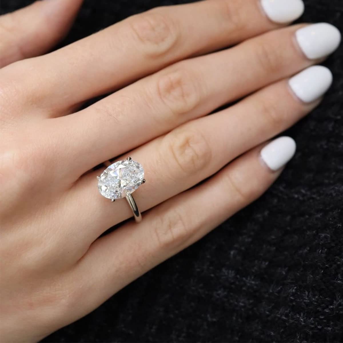 Effinny 3.5 Carat Elongated Oval Cut Engagement Ring White Gold Plated 925 Sterling Silver Simulated Diamond Promise Ring(White Gold, 13)