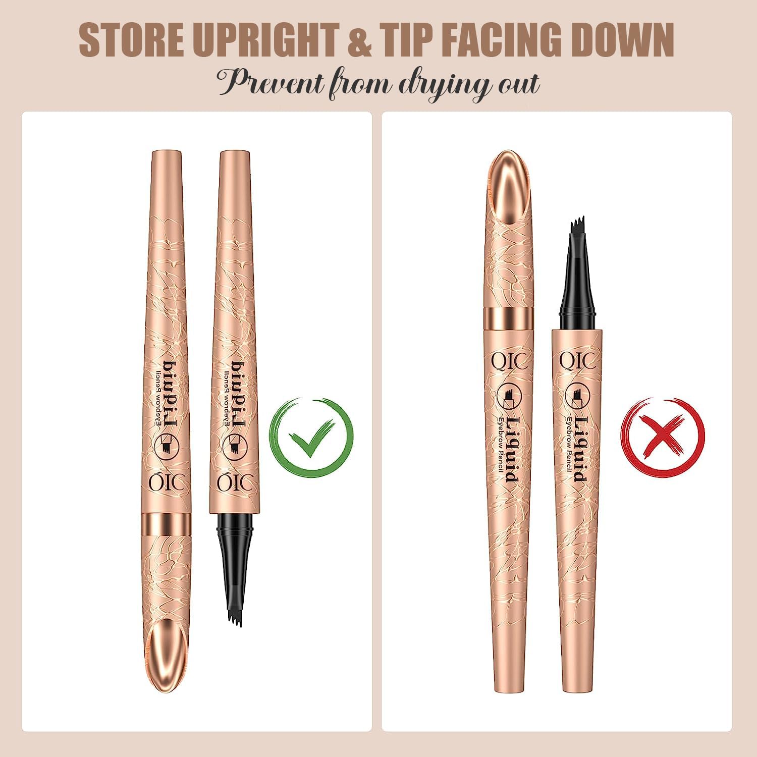 Eyebrow Pen - Microblading Eyebrow Pencil - Long Lasting Waterproof Eyebrow Pen with Micro-Fork Tip - Natural Looking and Stays on All Day
