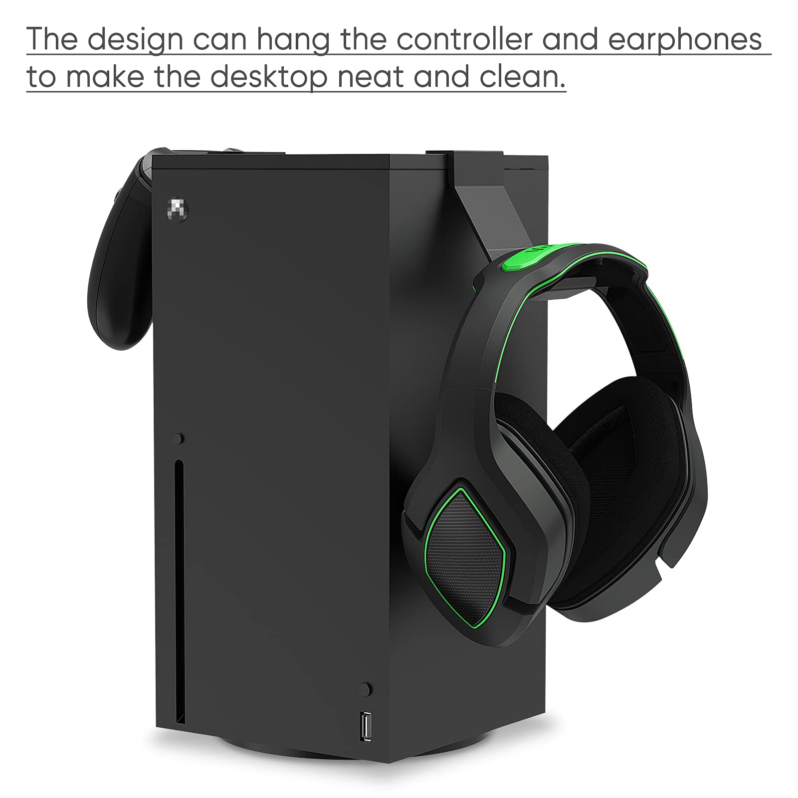 Dust Cover for Xbox Series X Console with 2 Controller/Headset Mount, Dust Mesh Cooler Filter Cover Gaming Controller Mount Stand Headset Hanger Hook for Xbox Series X