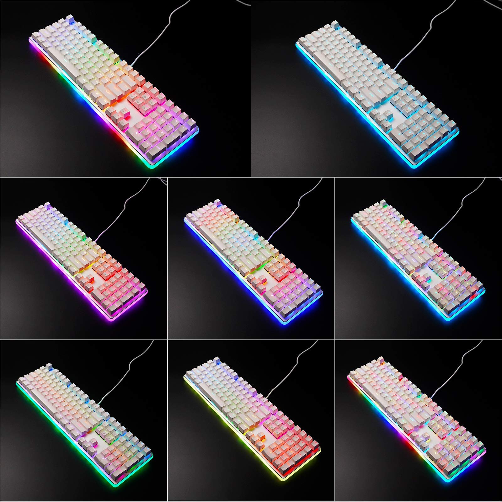 RK ROYAL KLUDGE RK918 Wired Mechanical Keyboard, RGB Backlit Gaming Keyboard with Large LED Sorrounding Side Lamp, Full Size 108 Keys Mechanical 100% Anti-Ghosting Computer Keyboard, Red Switch White