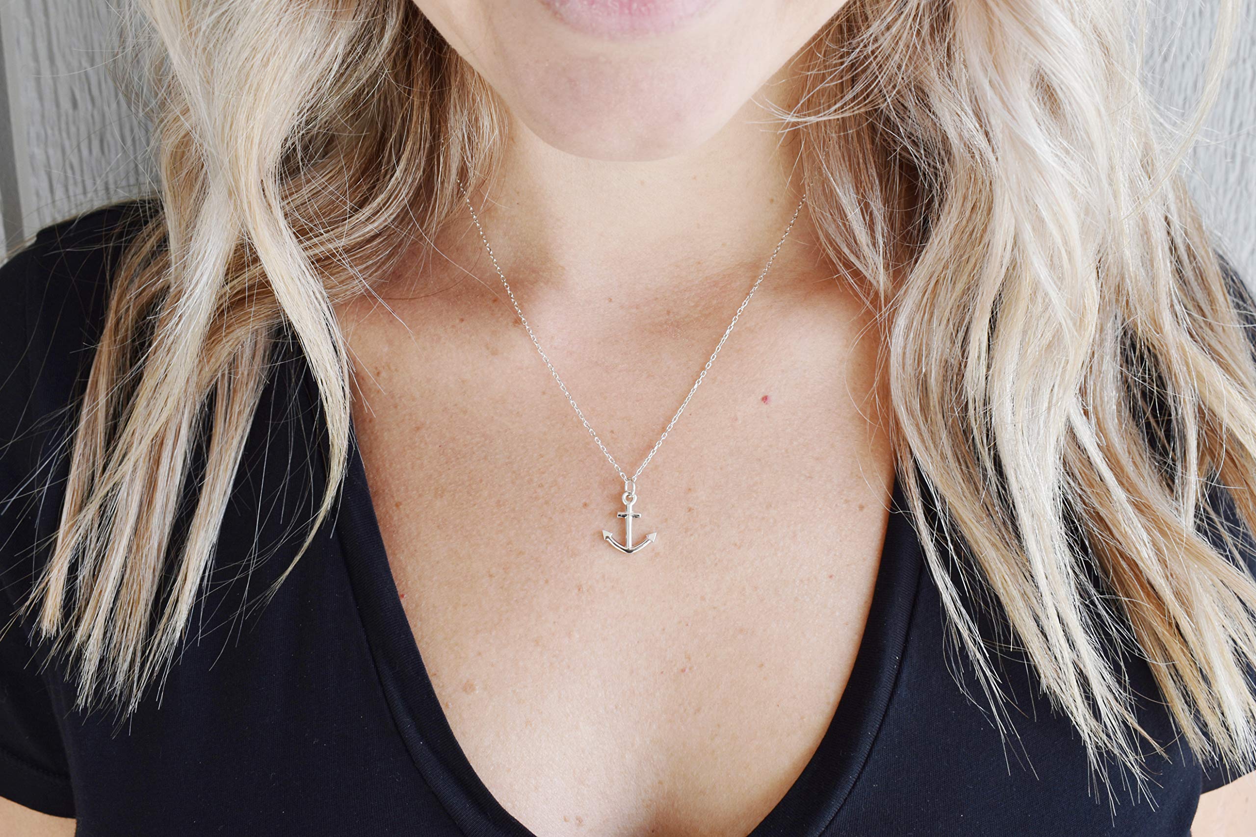 Dote Dainty Anchor Pendant Genuine .925 Sterling Silver Necklace 16-18" Adjustable Chain