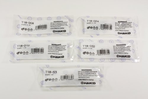 Hakko T18 Series Chisel Pack with T18-D08/D12/D24/D32/S3 Tips Model (Japan Import)