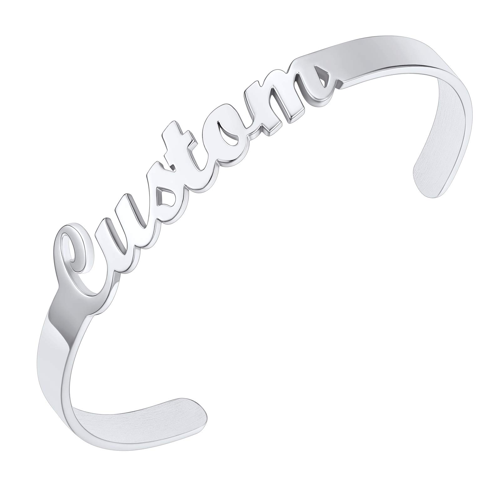 Engravable Cuff Bracelets for Women Custom Made Open Cuff Bangle Bracelet with Name Engraved Personalized Memorial Jewelry