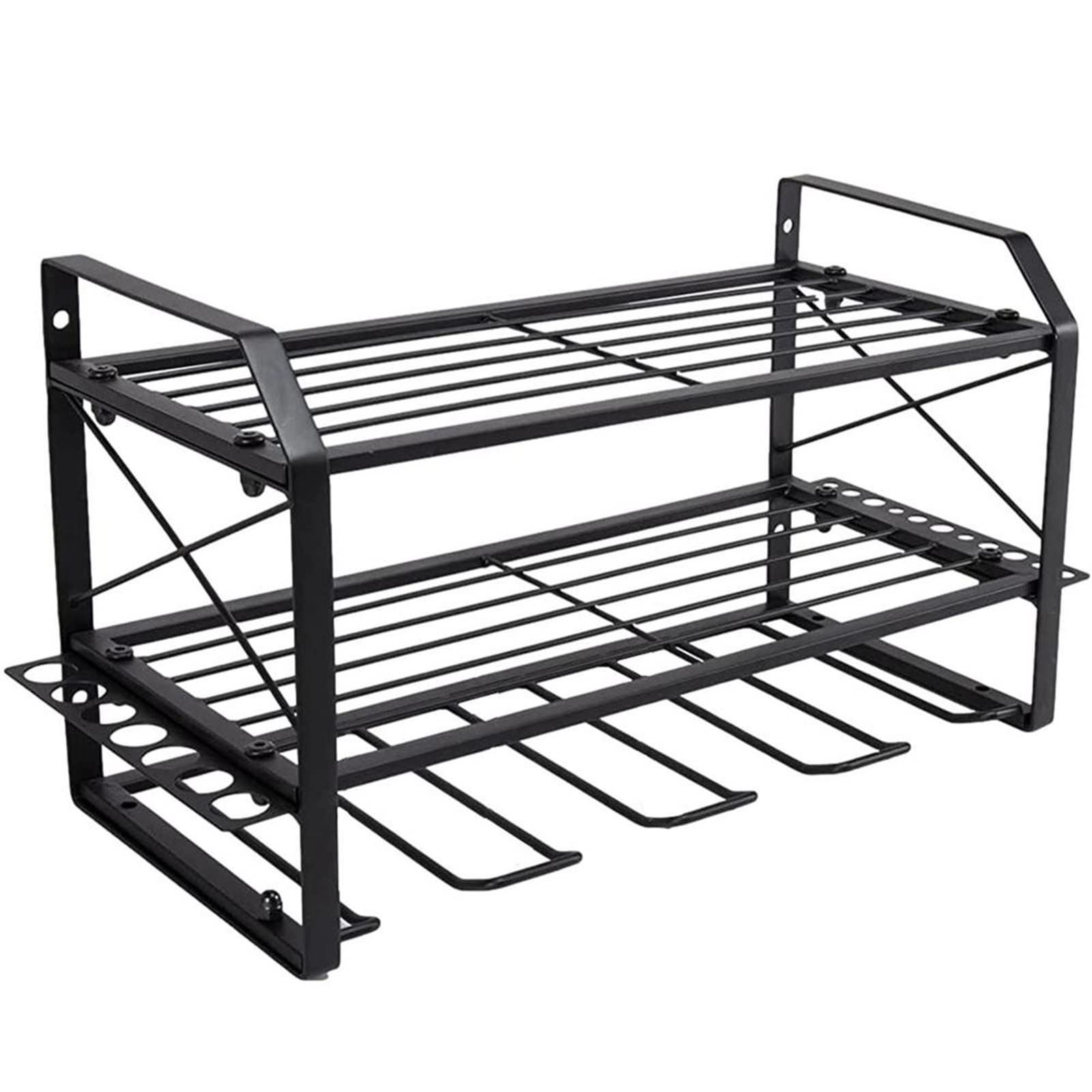 full of happiness 3 Layers Hand Power Tool Organizer Rack Wall Mounted Hardware Tool Shelf Electric Drill Holders Heavy Duty for Workshop Garage